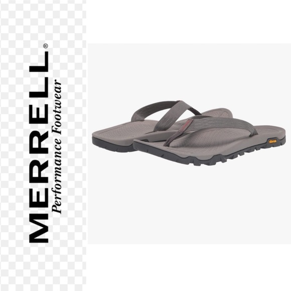 Merrell | Shoes | Merrell Sandals Gray Flip Flop Slides Vibram Sole ...